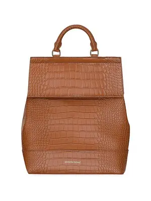 MODERN PICNIC Women's Croc-Embossed Vegan Leather Backpack - Saddle Croc - Saddle Croc