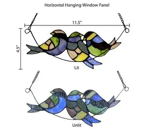 RIVER OF GOODS 4.5'h Three Birds Stained Glass Indow Panel