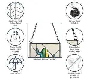 RIVER OF GOODS 4.5'h Three Birds Stained Glass Indow Panel