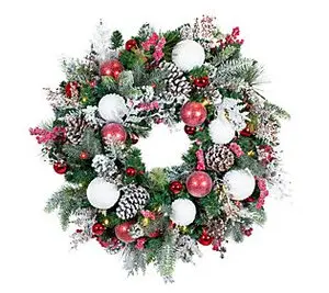 VILLAGE LIGHTING CO. Village Lighting 30' Pre-lit Led Wreath-frosted Wonderland - One-color