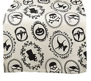 DESIGN IMPORTS Halloween Portrait Table Runner 4' X 72 - One-color