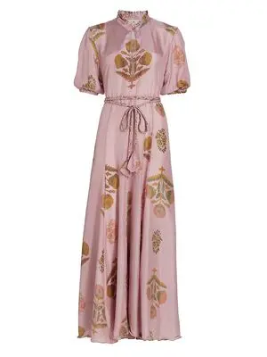 Hannah Artwear Women's Oceanus Floral Silk Maxi Dress - Blushbliss  - Blushbliss