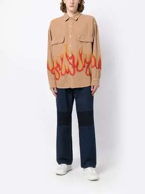 Palm Angels Flame-print Long-sleeve Shirt