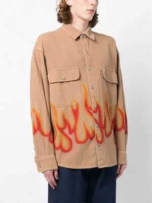 Palm Angels Flame-print Long-sleeve Shirt
