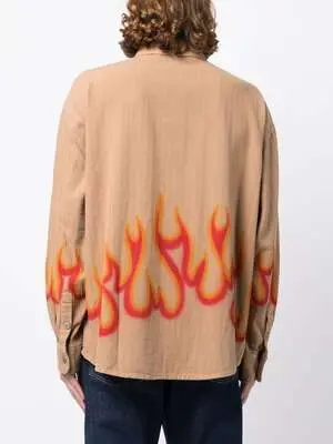 Palm Angels Flame-print Long-sleeve Shirt