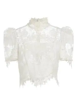 Zimmermann Women's High Tide Embroidered Lace Crop Bodice - Ivory  - Ivory