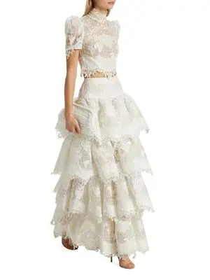 Zimmermann High Tide Embroidered Lace Crop Bodice