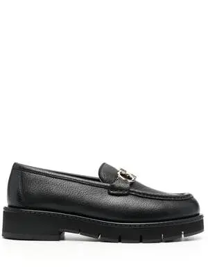 FERRAGAMO Buckle-detail Leather Loafers - Black