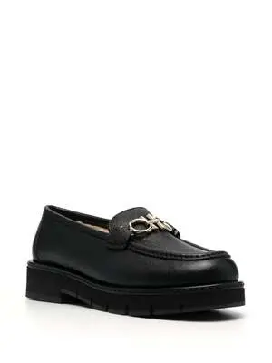 FERRAGAMO Buckle-detail Leather Loafers - Black