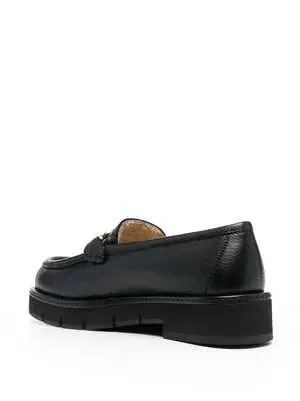 FERRAGAMO Buckle-detail Leather Loafers - Black