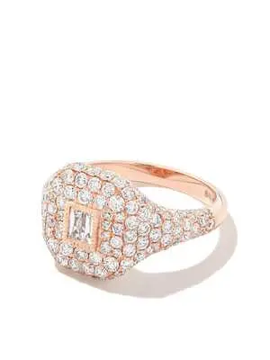 Shay 18k Rose Gold Diamond Baguette Pavé Ring - Pink