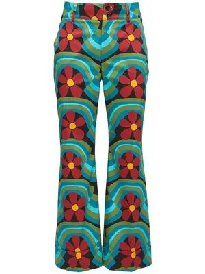 La DoubleJ Hendrix Floral-print Flared Trousers - Blue