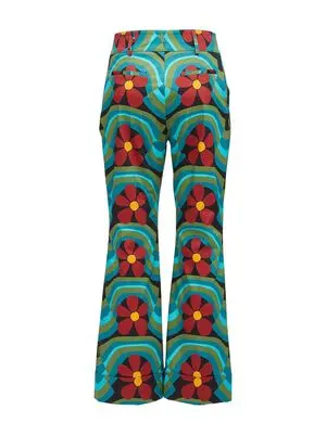 La DoubleJ Hendrix Floral-print Flared Trousers - Blue