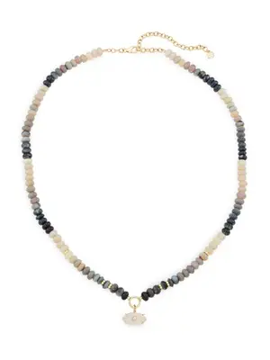 SYDNEY EVAN Carved Eye 14k Gold, Diamond & Australian Beaded Necklace