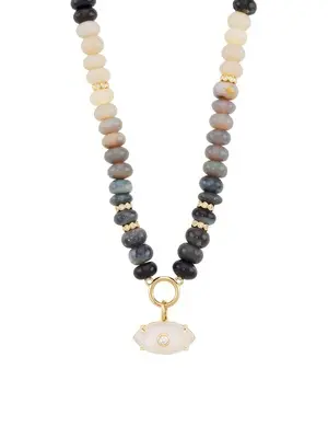SYDNEY EVAN Carved Eye 14k Gold, Diamond & Australian Beaded Necklace