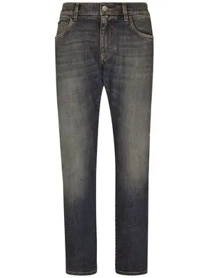 Dolce & Gabbana Logo-appliqué Slim-cut Jeans - Blue