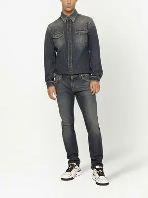 Dolce & Gabbana Logo-appliqué Slim-cut Jeans - Blue