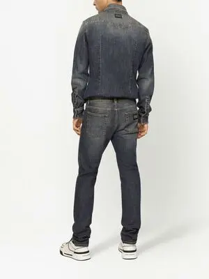 Dolce & Gabbana Logo-appliqué Slim-cut Jeans - Blue