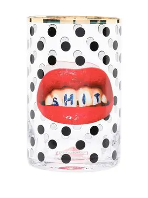 SELETTI Toitetpaper Lips-print Vase - Black