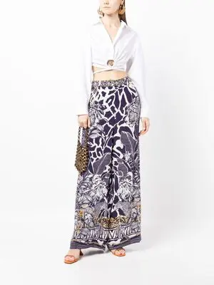 Camilla Graphic-print Wide-leg Trousers - Blue