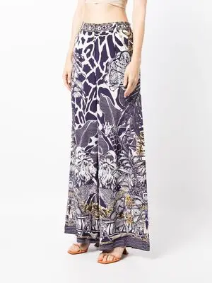 Camilla Graphic-print Wide-leg Trousers - Blue