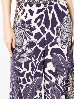 Camilla Graphic-print Wide-leg Trousers - Blue