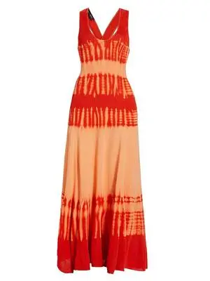 Proenza Schouler Women's Tie-Dye V-Neck Dress - Blue Multi  - Orange Multi