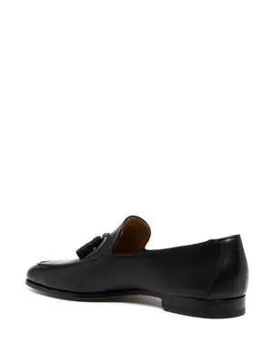 Magnanni Leather Tassel Loafers - Black