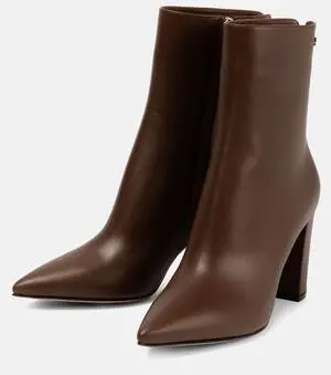 GIANVITO ROSSI Piper 85 Leather Ankle Boots - Brown