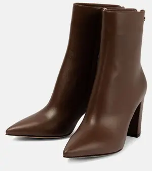 GIANVITO ROSSI Piper 85 Leather Ankle Boots - Brown