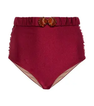 Johanna Ortiz High-rise Belted Bikini Bottoms - Pink