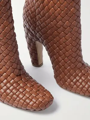 Bottega Veneta Mini Lido Intrecciato Leather Ankle Boots - Brown