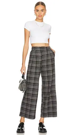 Nsf Santiago Mid Rise Wide Leg Pant In Charcoal