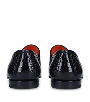 Santoni Alligator Carlos Loafers - Black