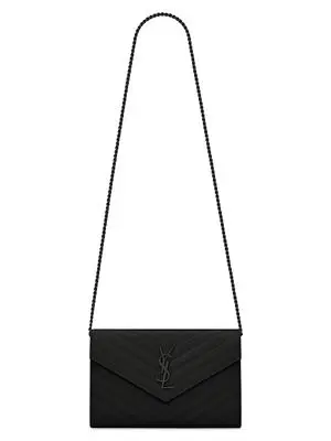 Saint Laurent Saint Laurent Cassandre Chain Wallet Black