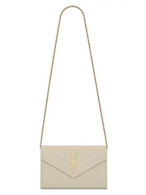 Saint Laurent Saint Laurent Cassandre Chain Wallet Crema Soft