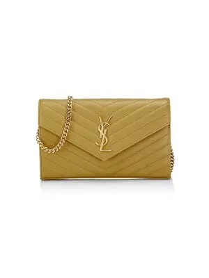 Saint Laurent Saint Laurent Cassandre Chain Wallet Lt Chartreuse