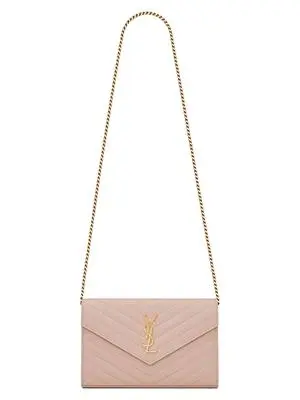 Saint Laurent Saint Laurent Cassandre Chain Wallet Pale Pink