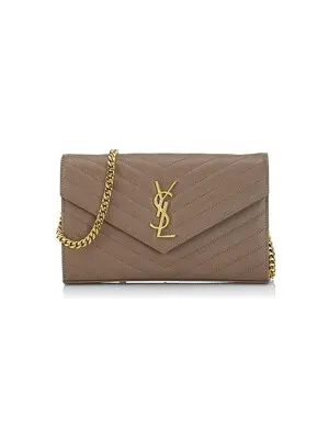 Saint Laurent Saint Laurent Cassandre Chain Wallet Taupe