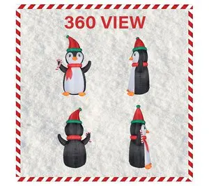 FRASER HILL FARM 10-ft. Tall Penguin With Candy Cane, Outdoor