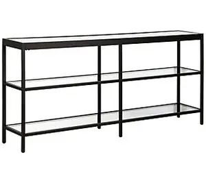 HUDSON&CANAL Hudson & Canal 64' Console Table With Tempered Glass Shelves - One-color