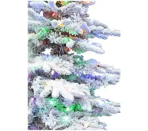 CHRISTMAS TIME 6.5' White Pine Snowy Artificial Christmas Tree With Multi