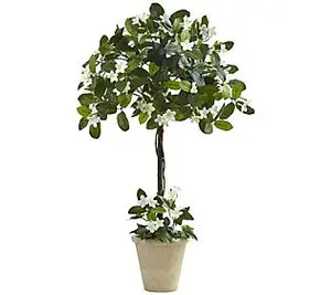 NEARLY NATURAL 3' Stephanotis Topiary W/ Planter Nearly Nat Ural - One-color