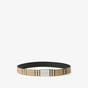 Burberry Reversible Check And Leather Belt - Archive Beige/black