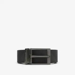 Burberry Reversible Check And Leather Belt Charcoal/grey
