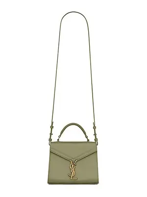Saint Laurent Cassandra Mini Top Handle In Box Saint Laurent Leather Light Sage