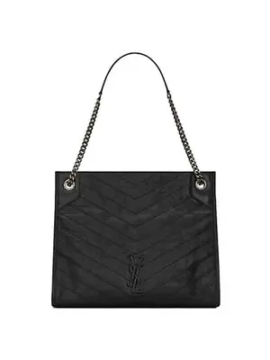 Saint Laurent Niki Medium Shopping Bag In Crinkled Vintage Leather - Nero