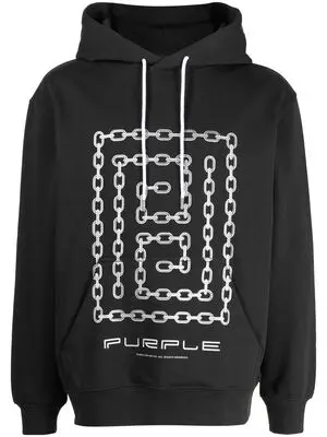 PURPLE BRAND French Chain-link Print Hoodie