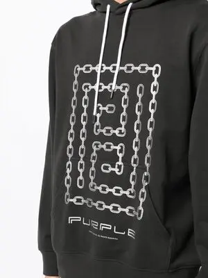 PURPLE BRAND French Chain-link Print Hoodie
