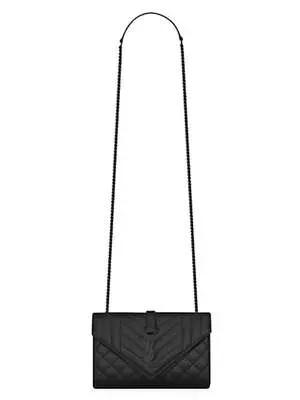 Saint Laurent Envelope Small Bag In Mix Matelassé Grain De Poudre Embossed Leather Nero